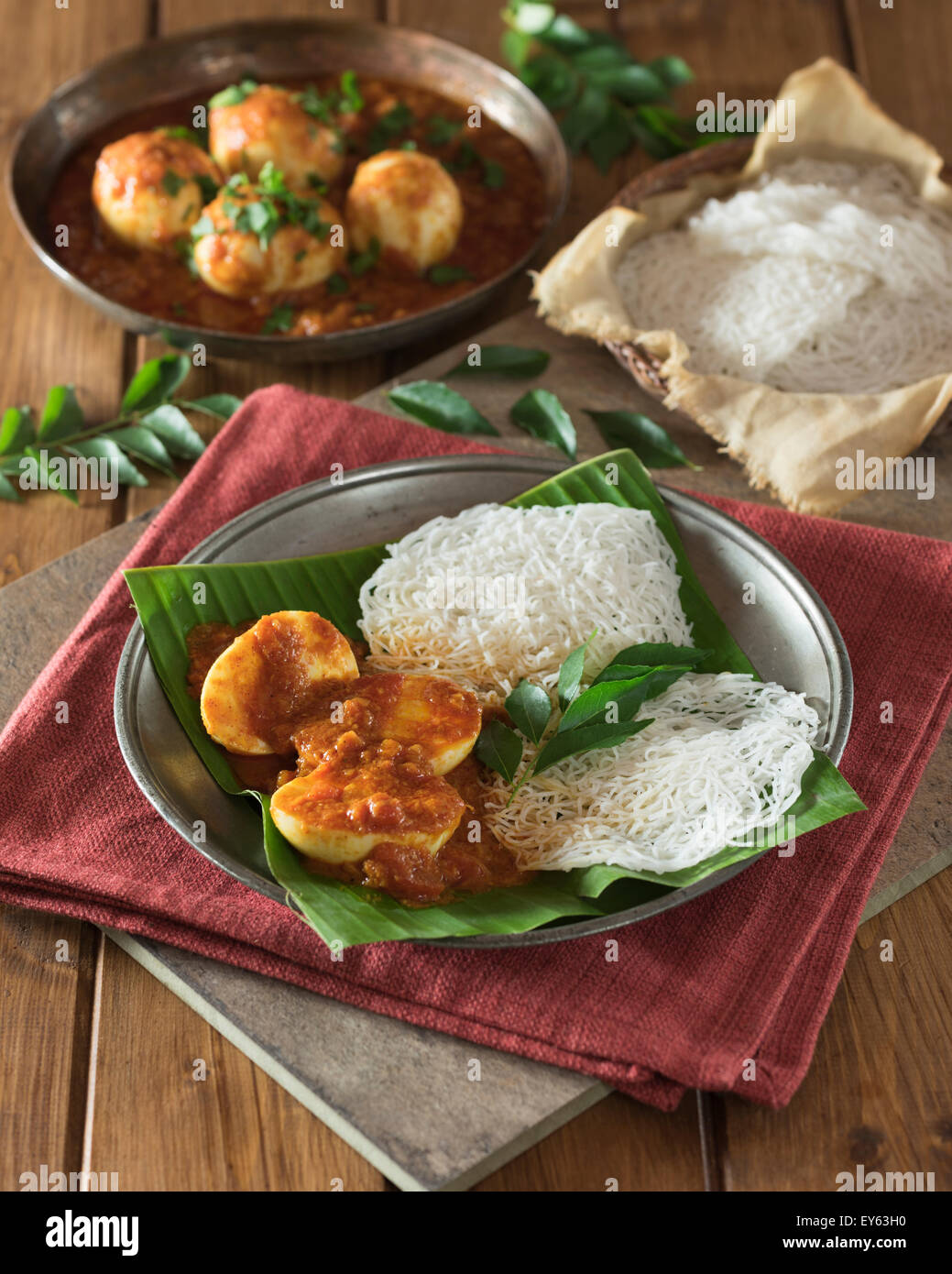 Egg curry and string hoppers. Sri Lanka and South India Food Stock ...