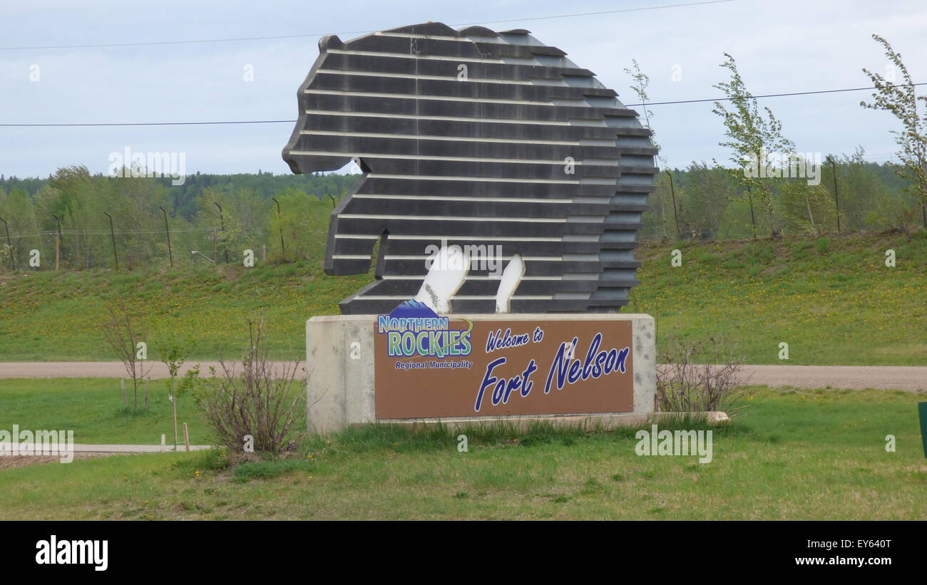 Fort Nelson Town sign Stock Photo - Alamy