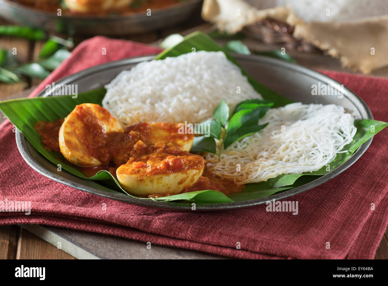 Egg curry and string hoppers. Sri Lanka and South India Food Stock ...