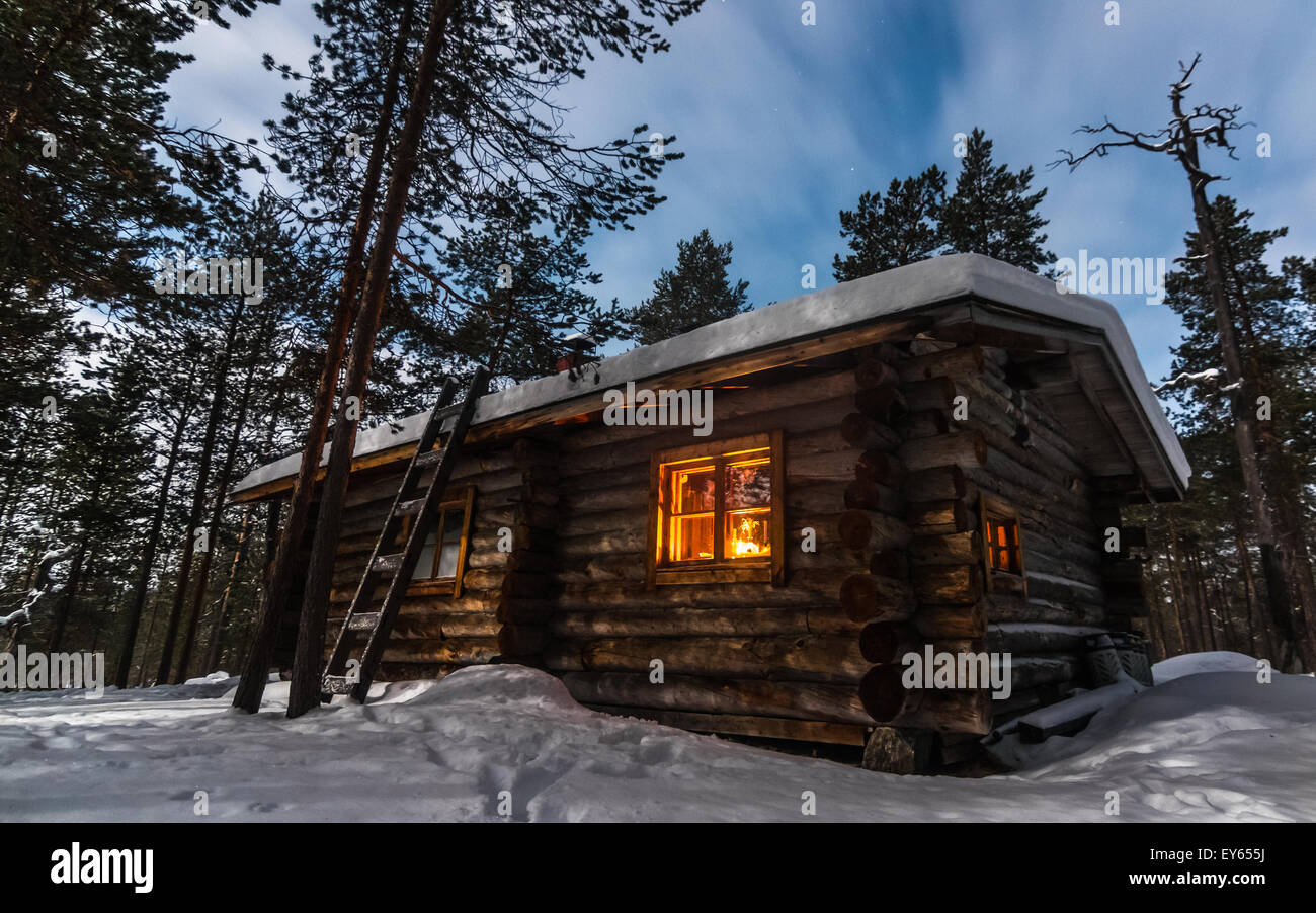 Open wilderness hut in Finland Stock Photo - Alamy