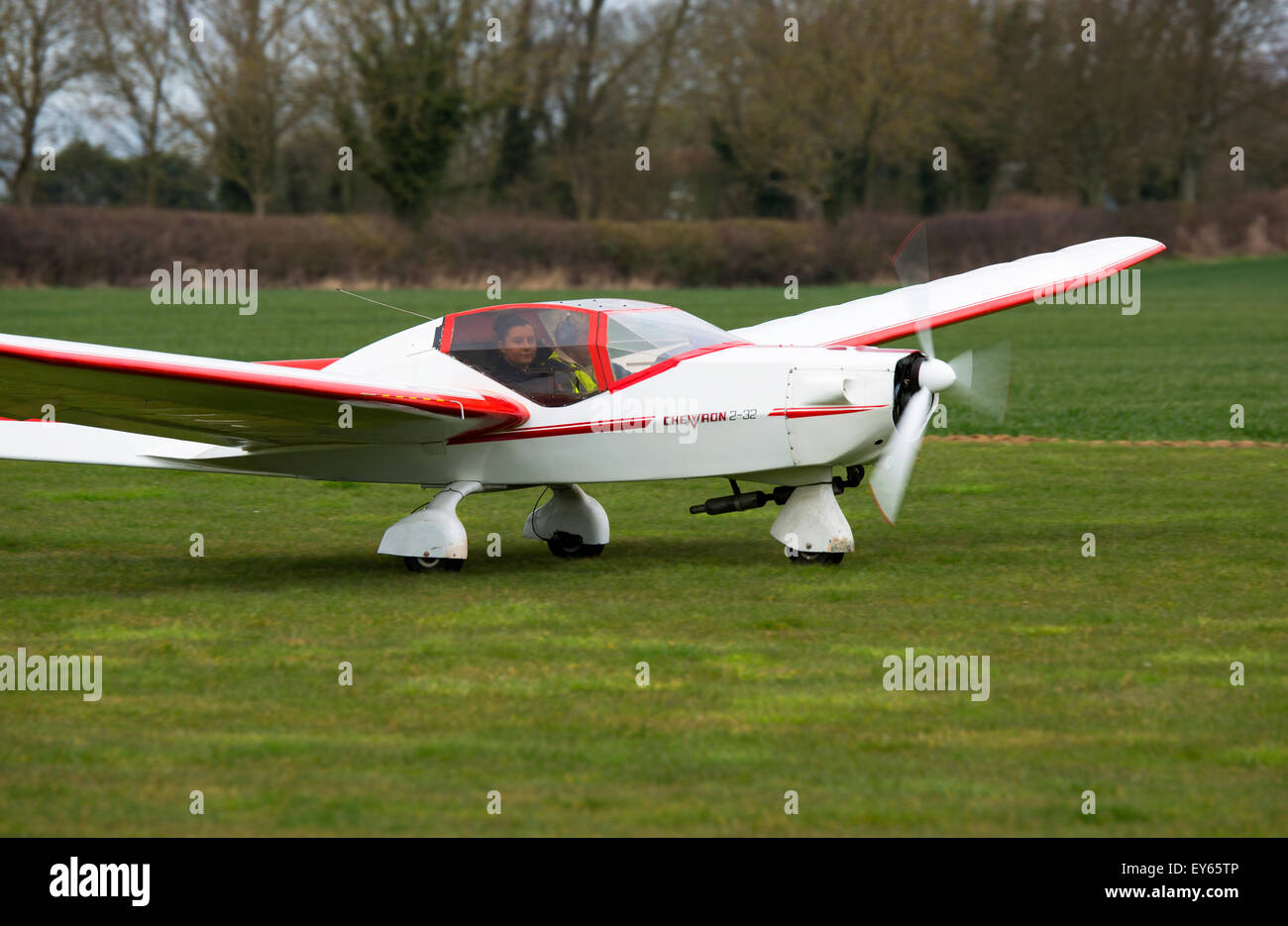 Chevron 2-32C G-MWNO commencing take-off at Breighton Airfield Stock ...