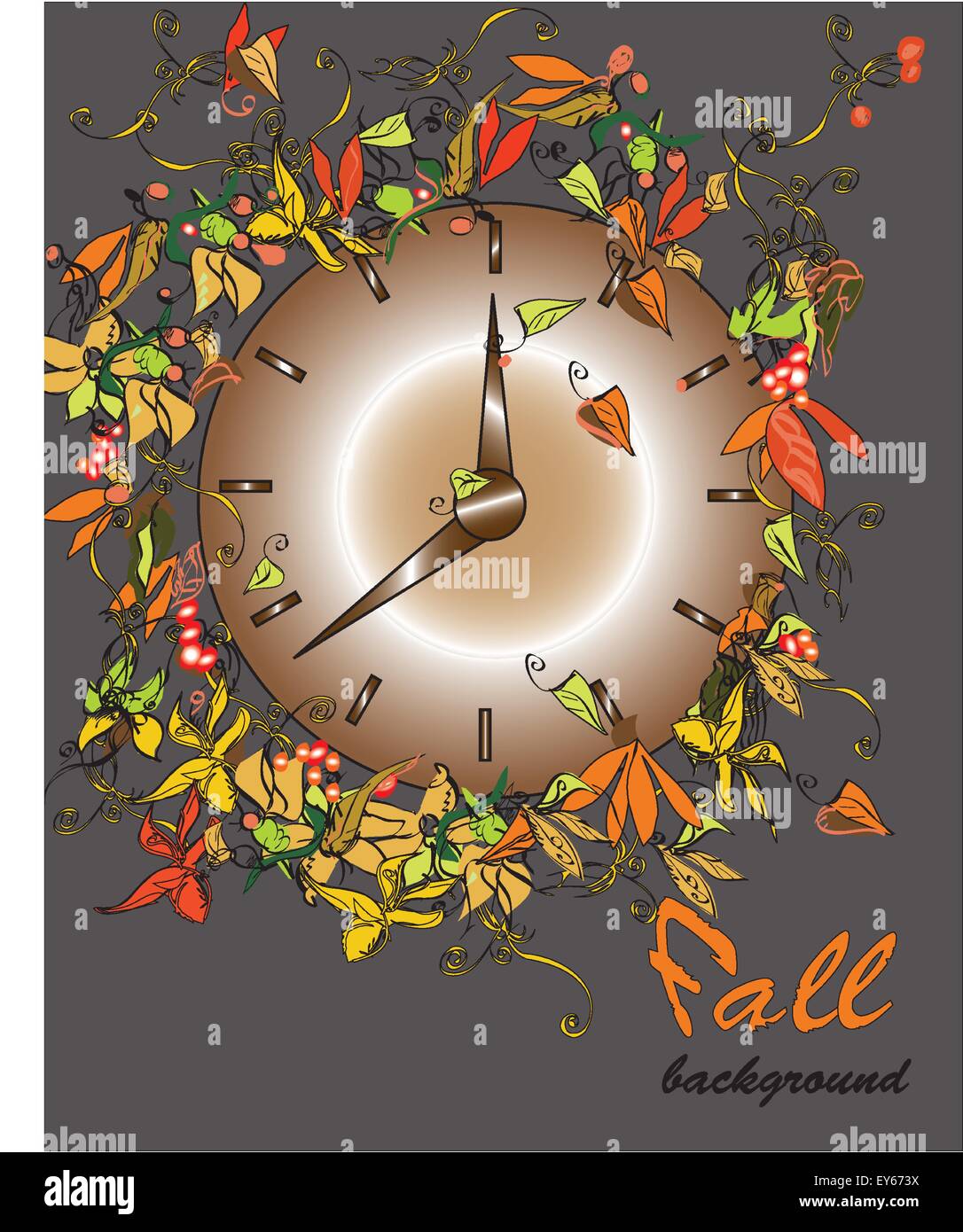 Clock autumn leaves time Stock Vector Images - Alamy