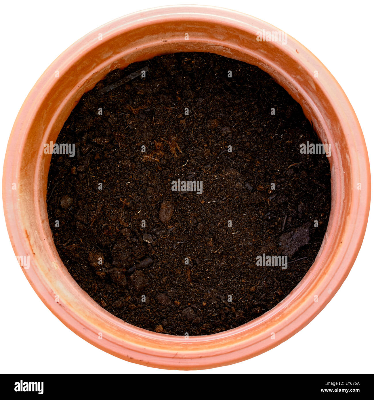 plastic pot layer of soil isolated on white background Stock Photo - Alamy