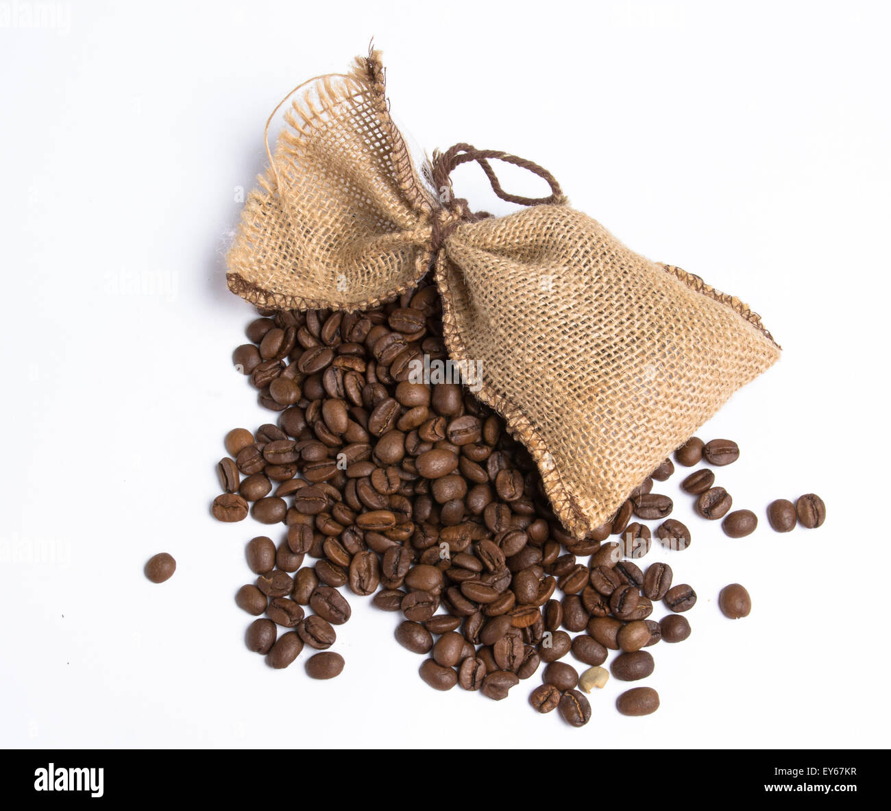 black coffee beans with coffee bag Stock Photo - Alamy