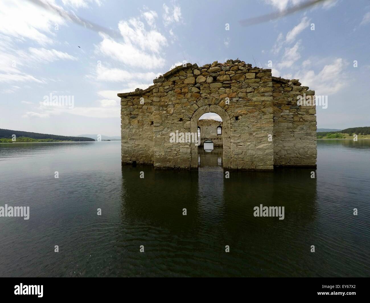 These images shot from a drone show the submerged Church of St. Ivan ...
