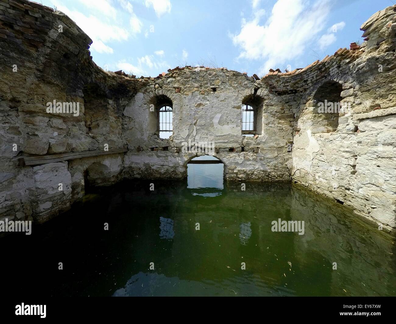 These images shot from a drone show the submerged Church of St. Ivan ...