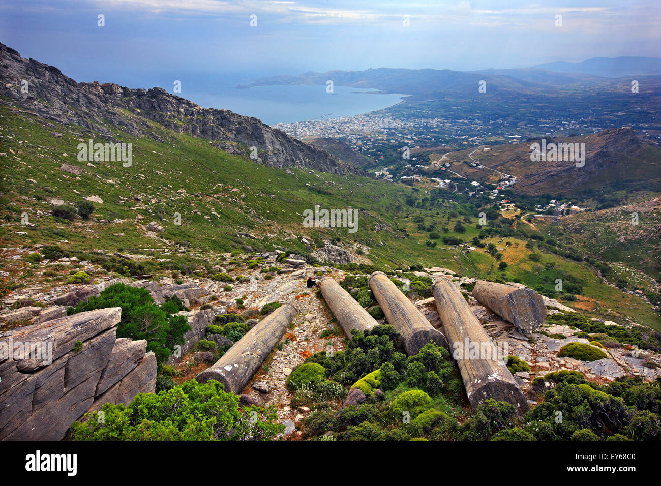 Forgotten ancient columns at an ancient quarry on the slopes of Mount ...