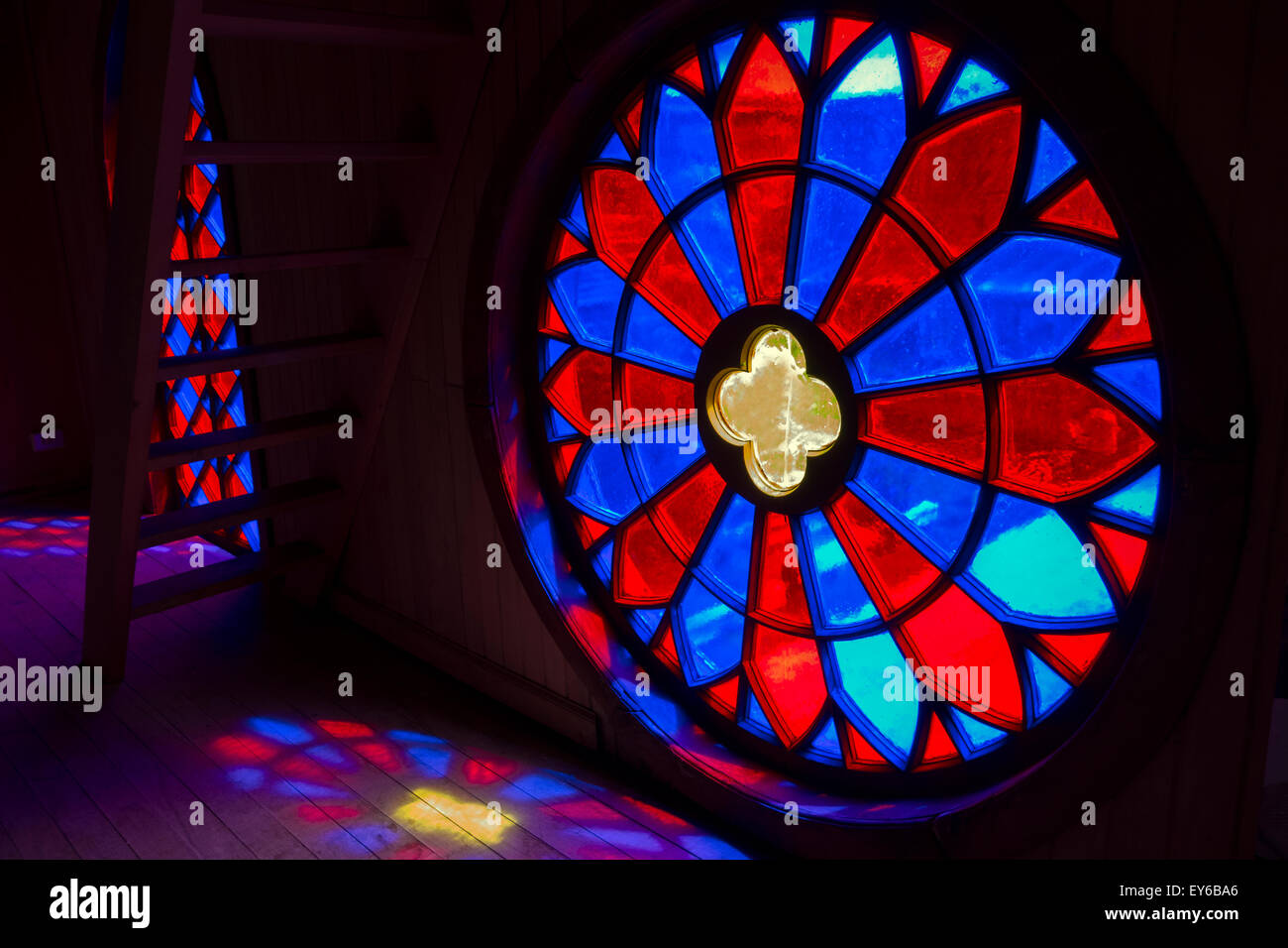 Stained-glass window. Museum of Chiloé churches. Ancud. Chiloé Island ...