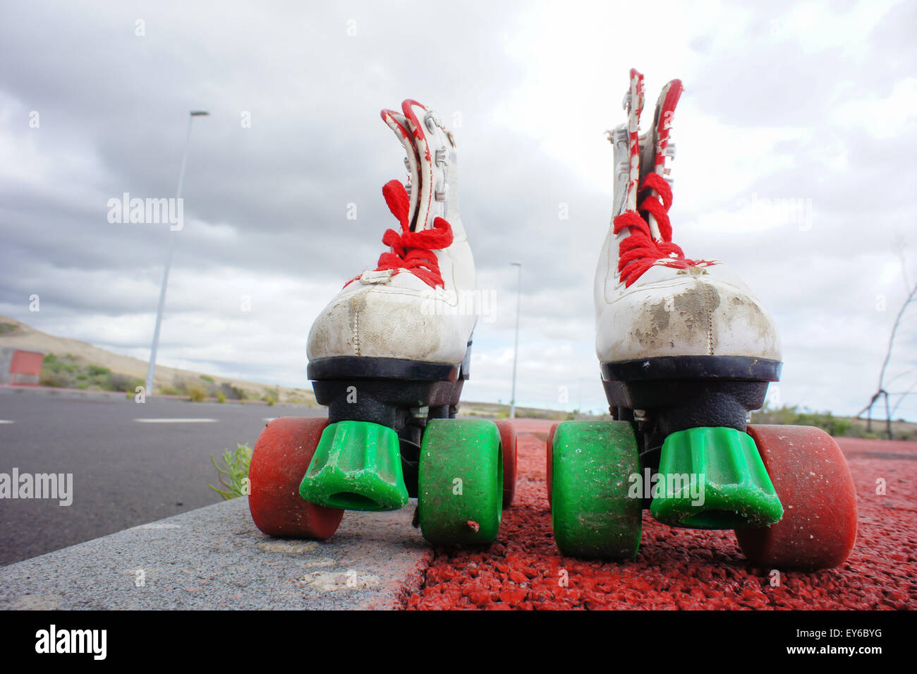 Old Vintage White Skate Boot Stock Photo - Alamy