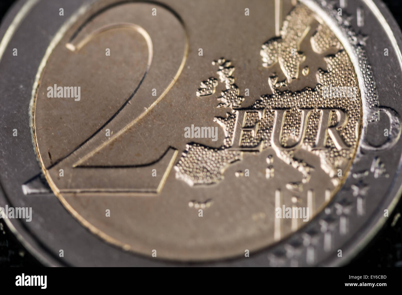 2 Euro Coin with europe frontside Stock Photo - Alamy