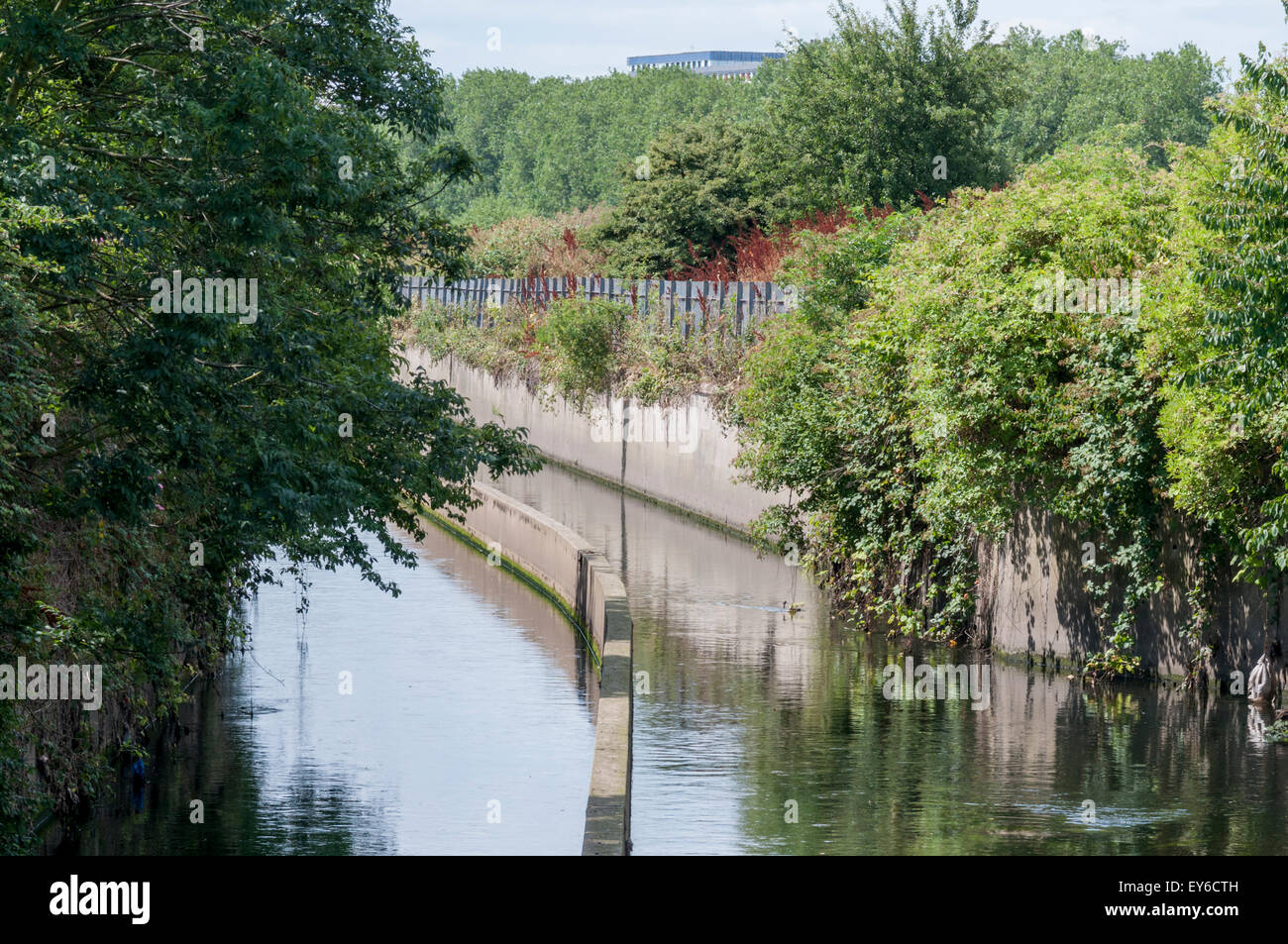 Overflow of the River Lea at Tottenham Hale which returns to the river ...