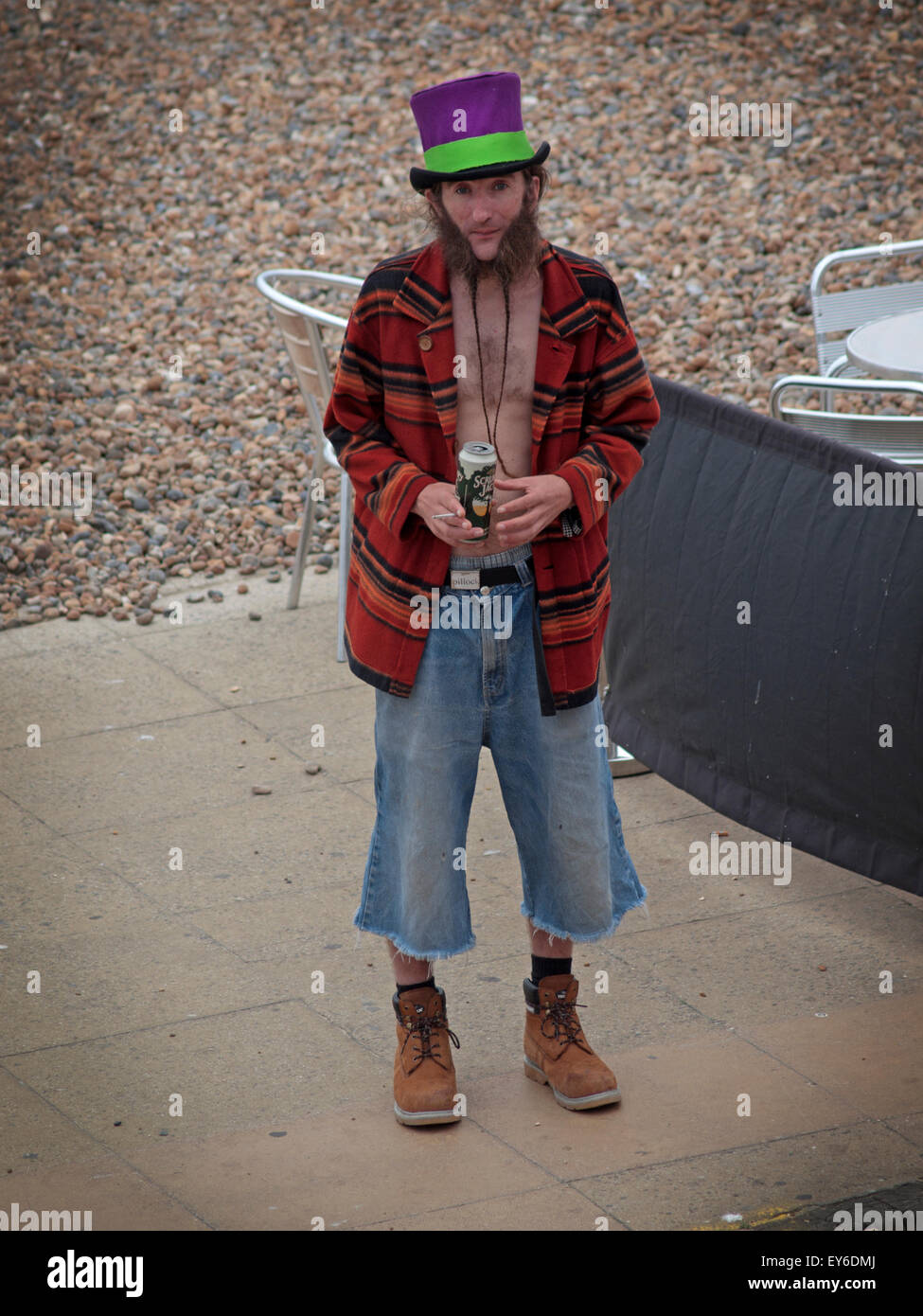 An eccentric man close to the beach in Brighton Stock Photo - Alamy
