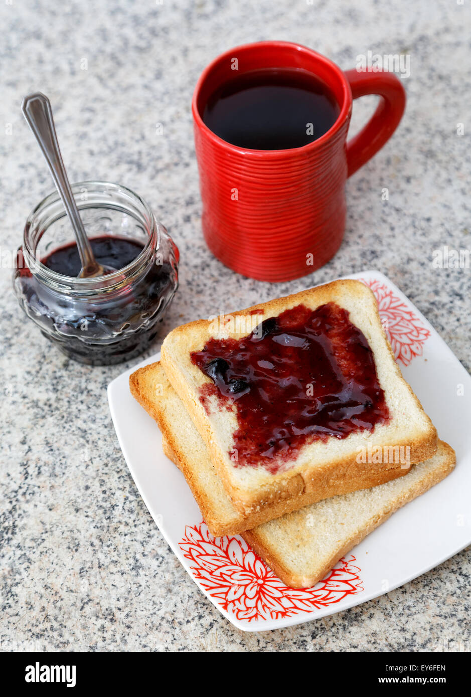 toast with jam and a cup of tea Stock Photo - Alamy