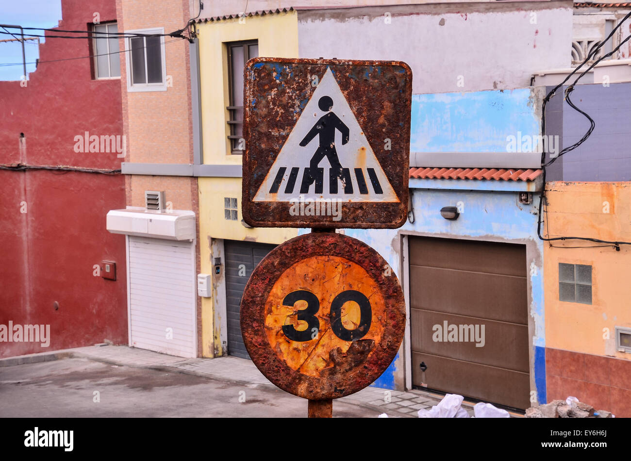 Vintage Old Rusty Road Sign Stock Photo - Alamy