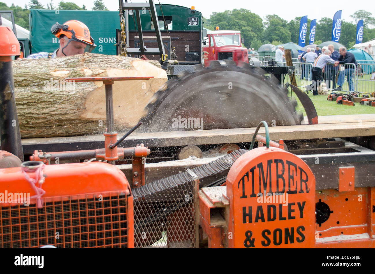 Sawing logs into planks using traditional sawmill Stock Photo - Alamy