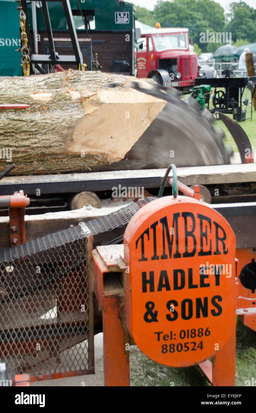 Sawing logs into planks using traditional sawmill Stock Photo - Alamy