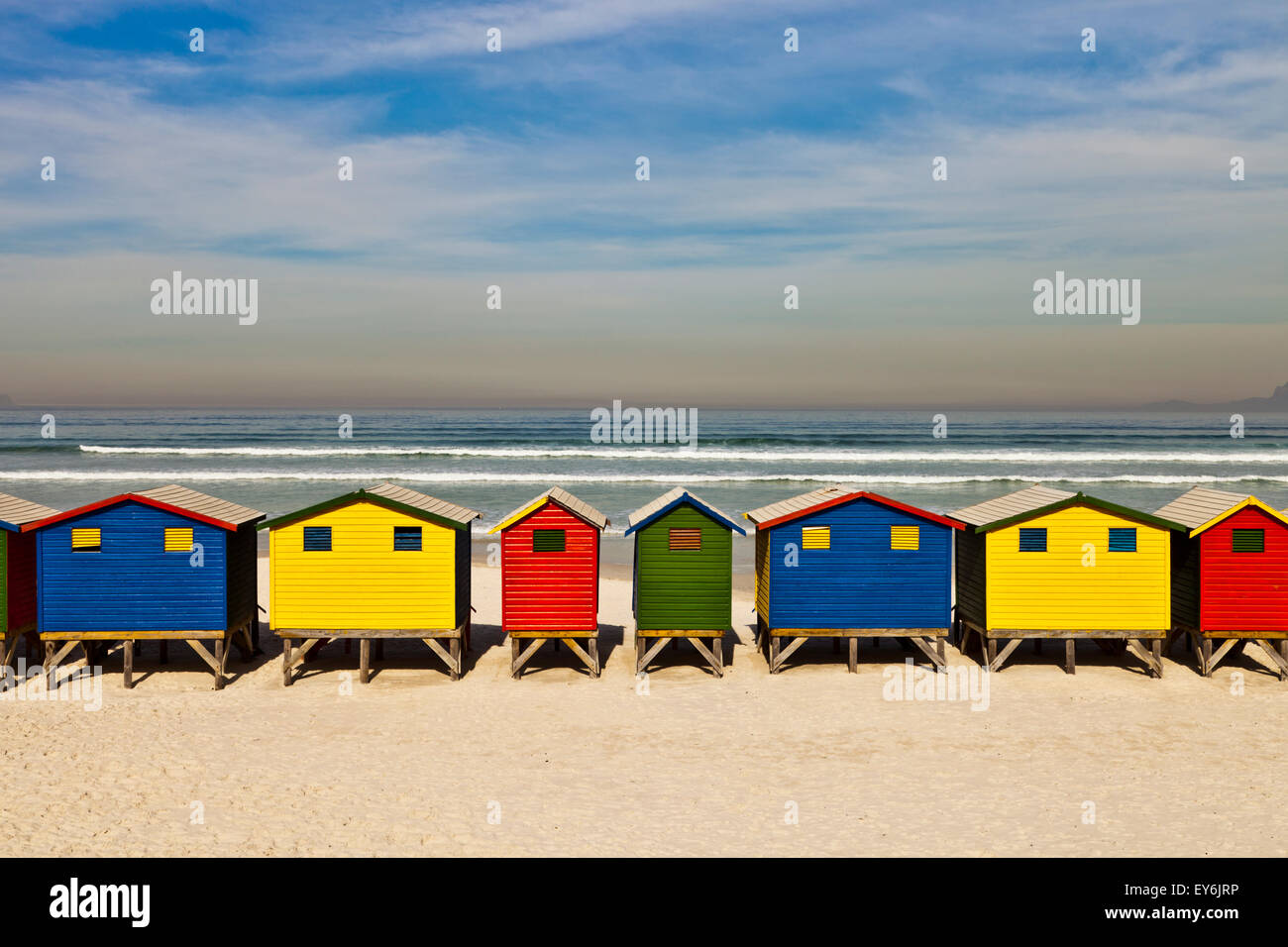 Beach huts at Muizenberg Beach, Muizenberg, South Africa Stock Photo ...