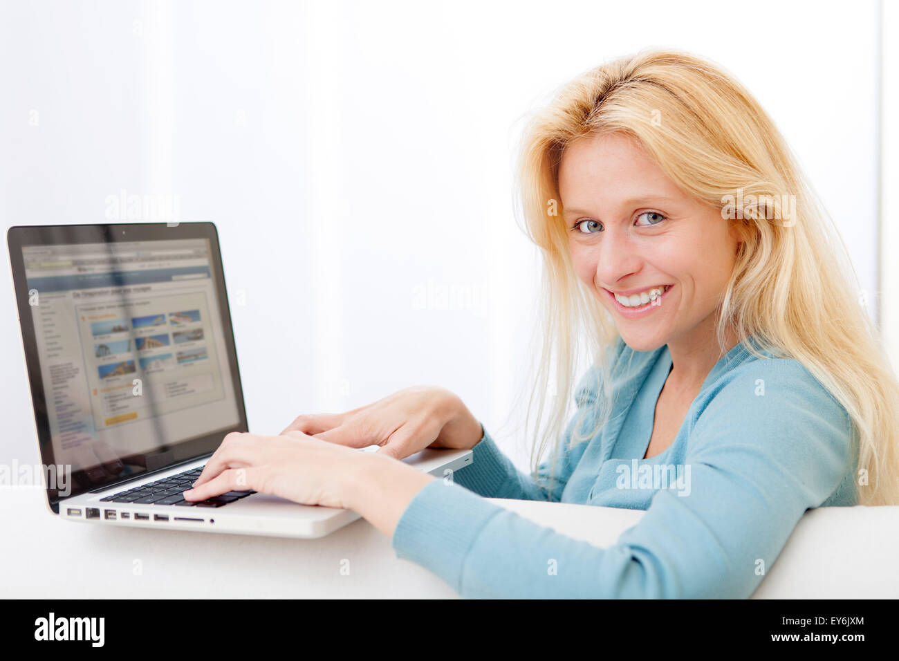 View of a Young attractive woman surfing on internet Stock Photo - Alamy