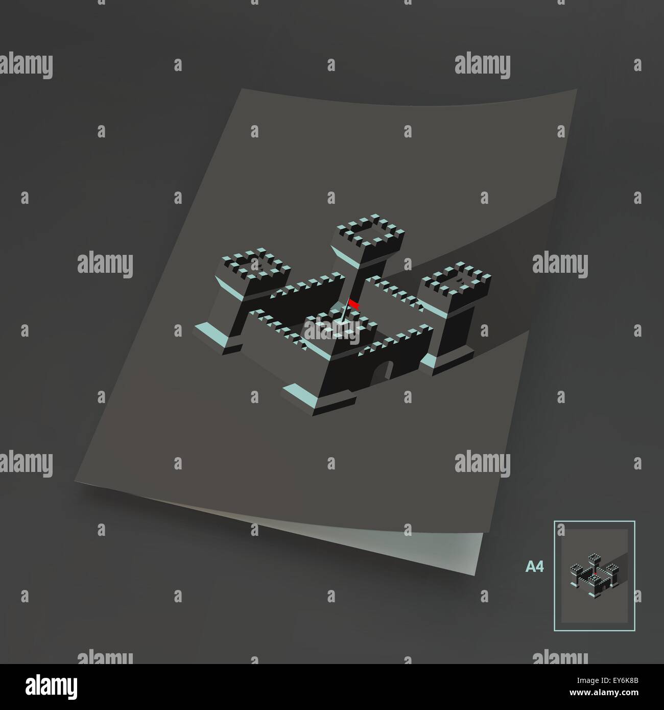 A4 Business Blank. Leader concept. Tower. 3d vector illustration. Can ...