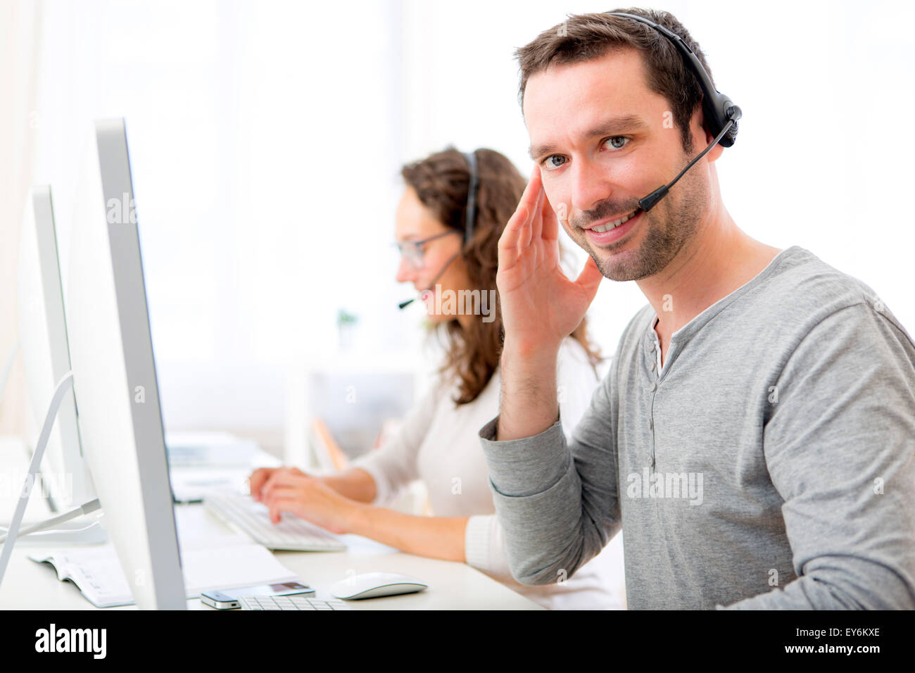 Man woman call center hi-res stock photography and images - Alamy