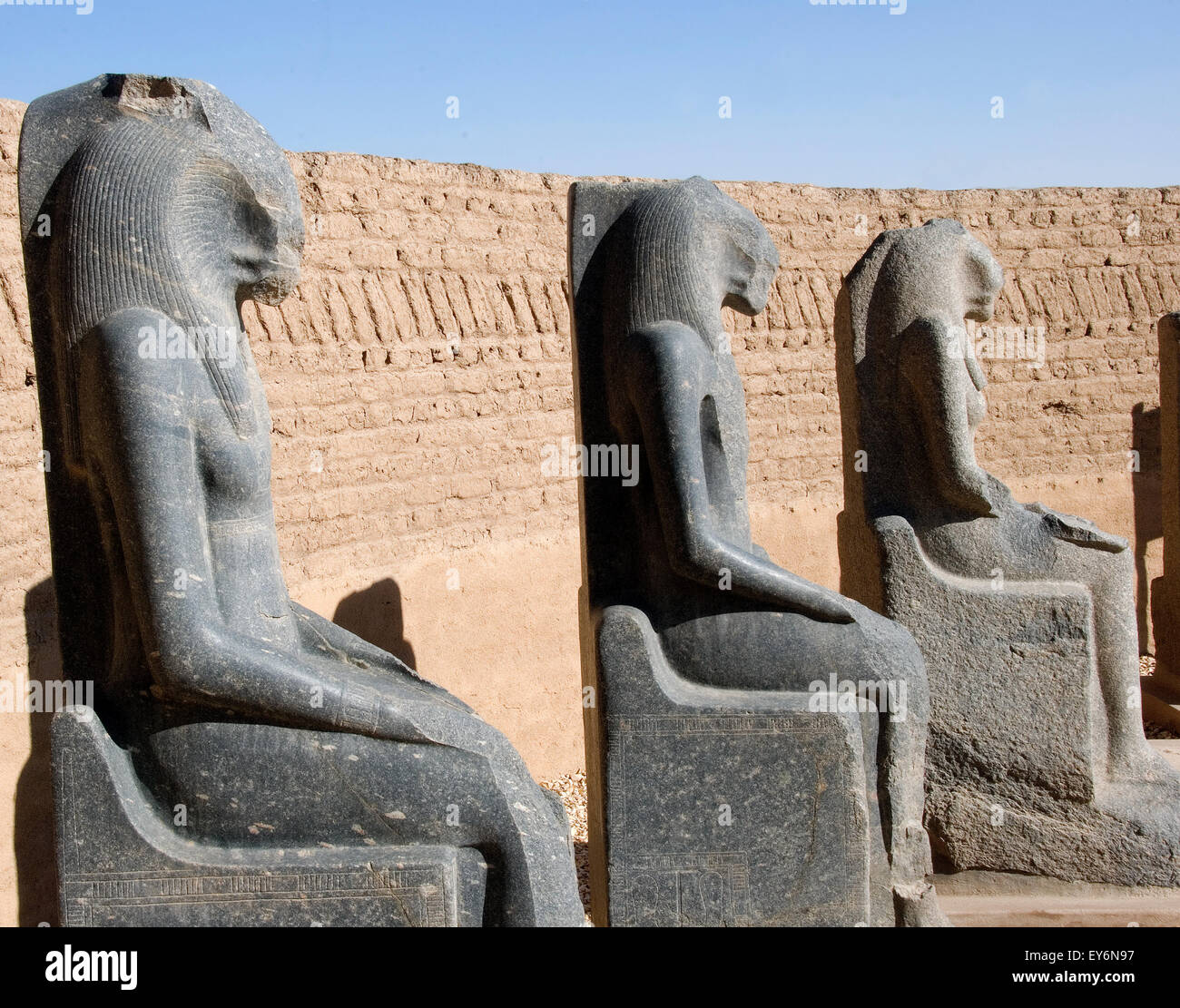 Karnak, Luxor, Egypt. Temple of Karnak sacred to god Amon: statues of ...