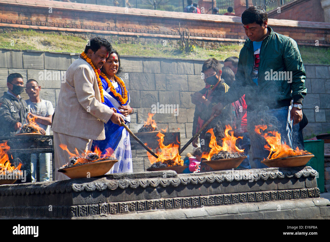Offerings to the gods at Pashupatinath temple in Kathmandu Stock Photo ...
