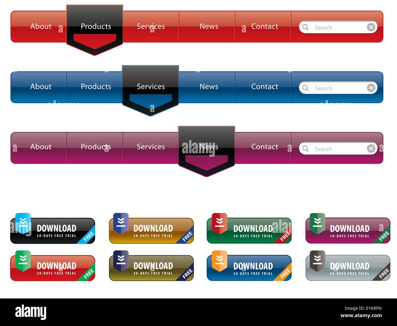navigation menu and internet button set in different colors Stock Vector Image & Art - Alamy