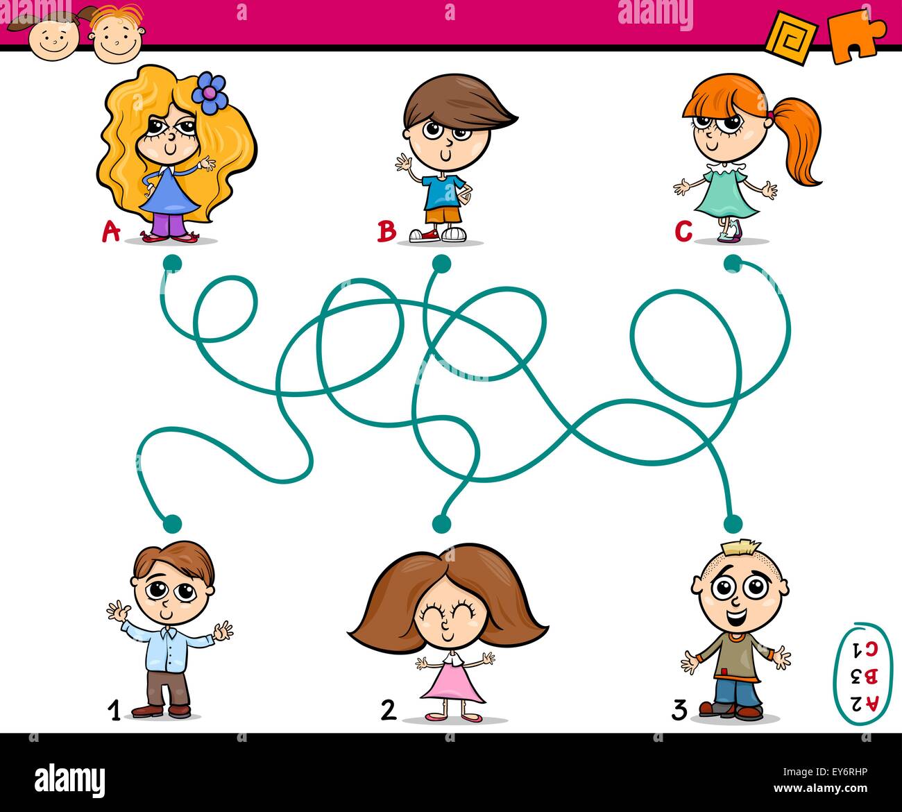 Cartoon Illustration of Education Paths or Maze Game for Preschool ...