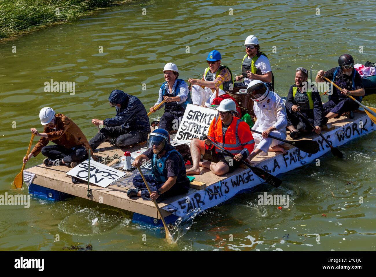 The Annual Raft Race Held On The River Ouse, Lewes, Sussex, UK Stock ...