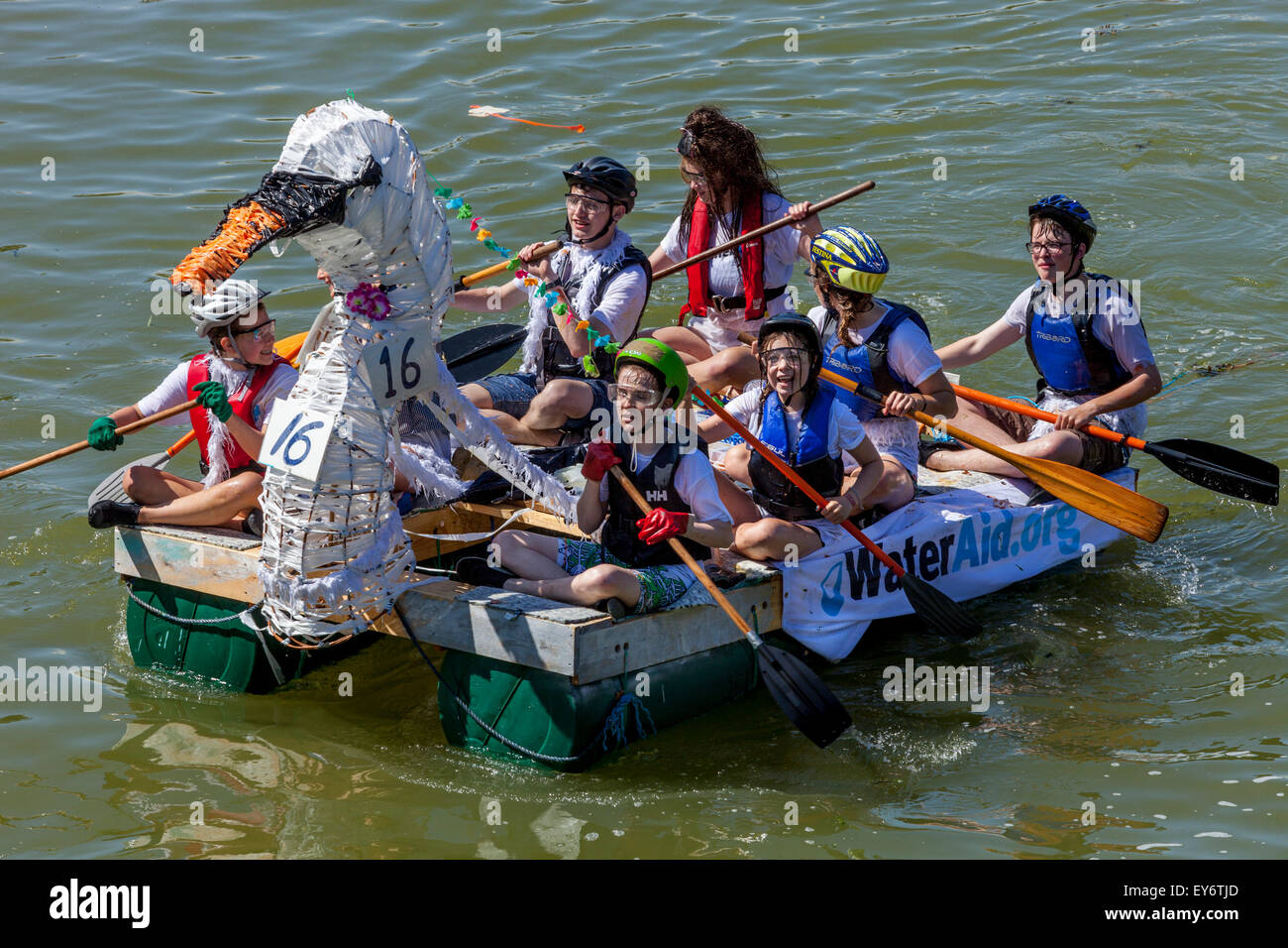 The Annual Raft Race Held On The River Ouse, Lewes, Sussex, UK Stock ...