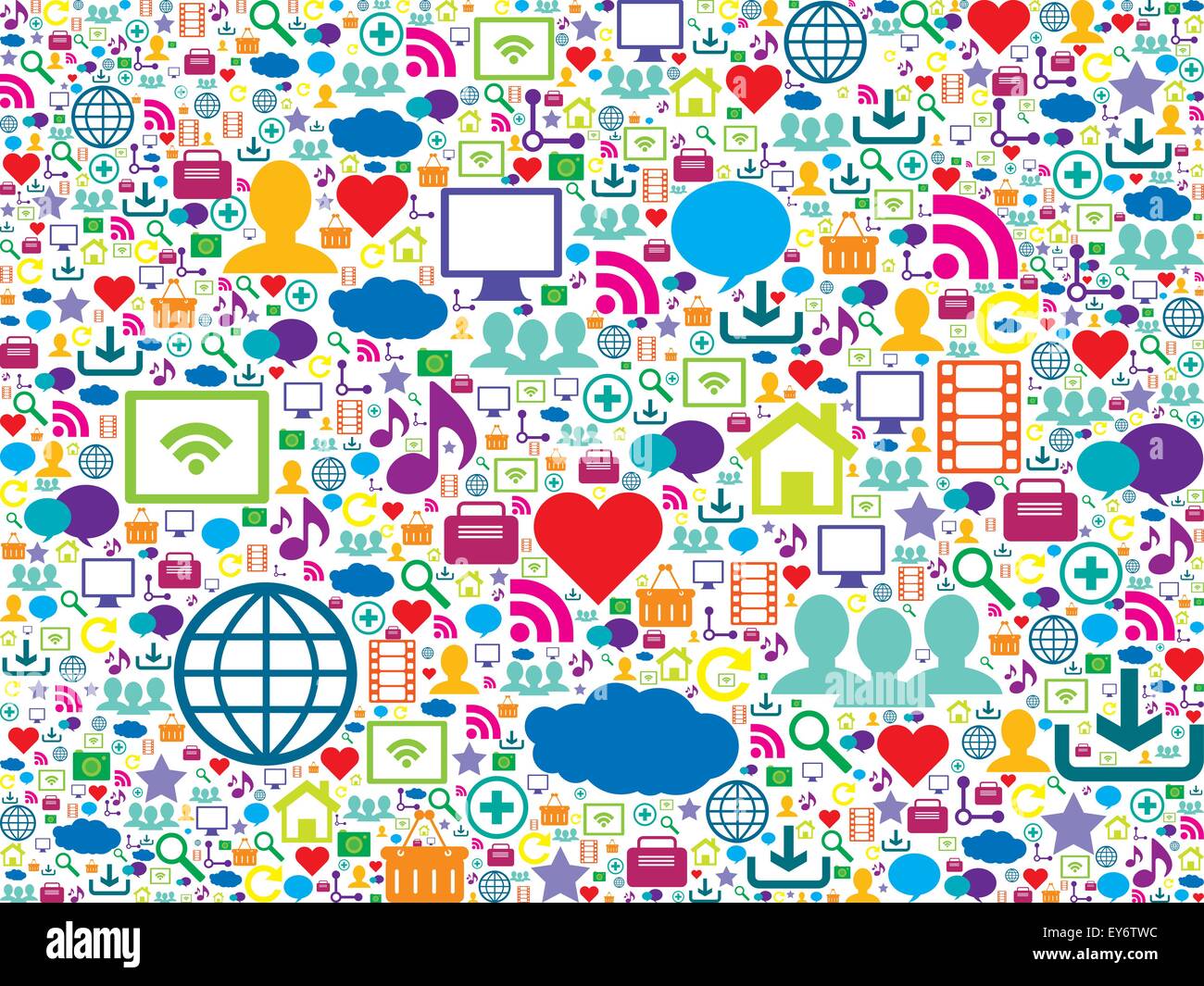 seamless pattern with social media and technology icons Stock Vector ...
