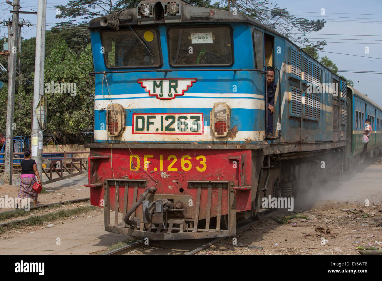Diesel ring train in Yangon, Myanmar Stock Photo - Alamy