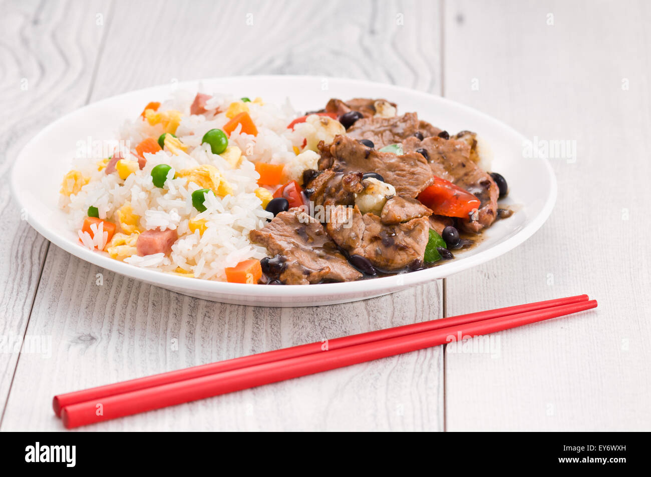 Vegetable beef fried rice with black bean sauce Stock Photo - Alamy