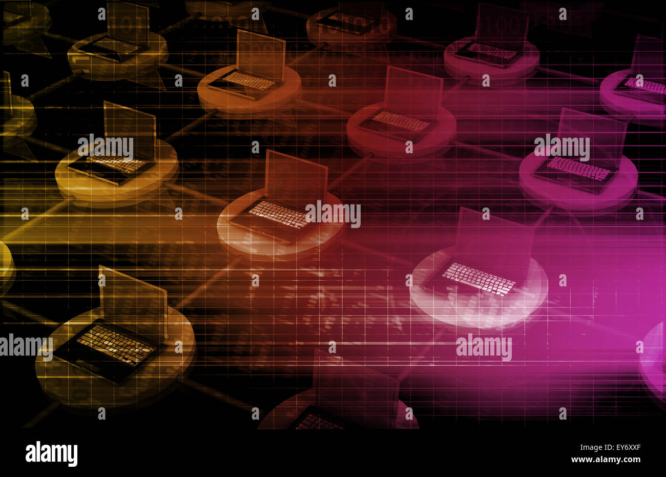 Computer Network or Computers Linked Together by Cable Stock Photo - Alamy