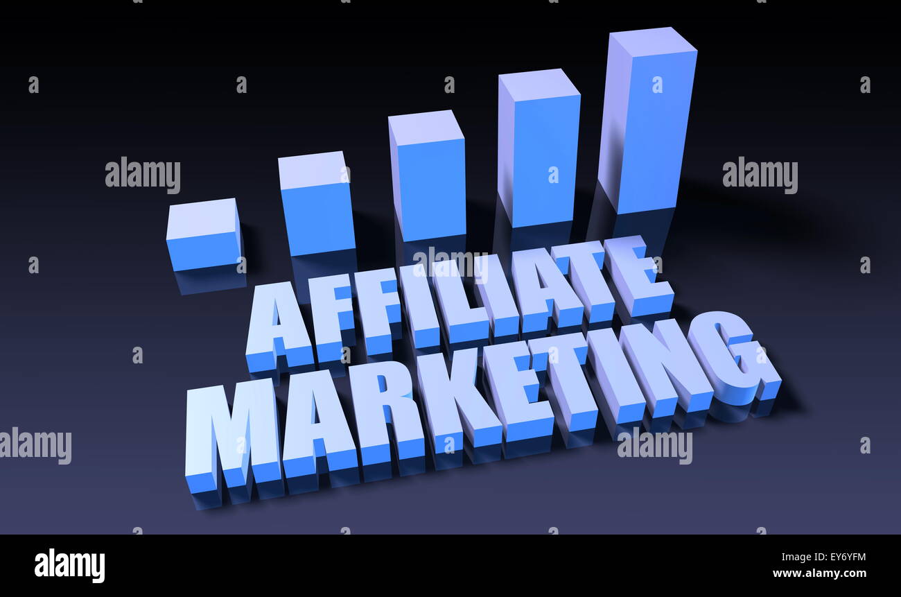 Affiliate marketing graph chart in 3d on blue and black Stock Photo - Alamy