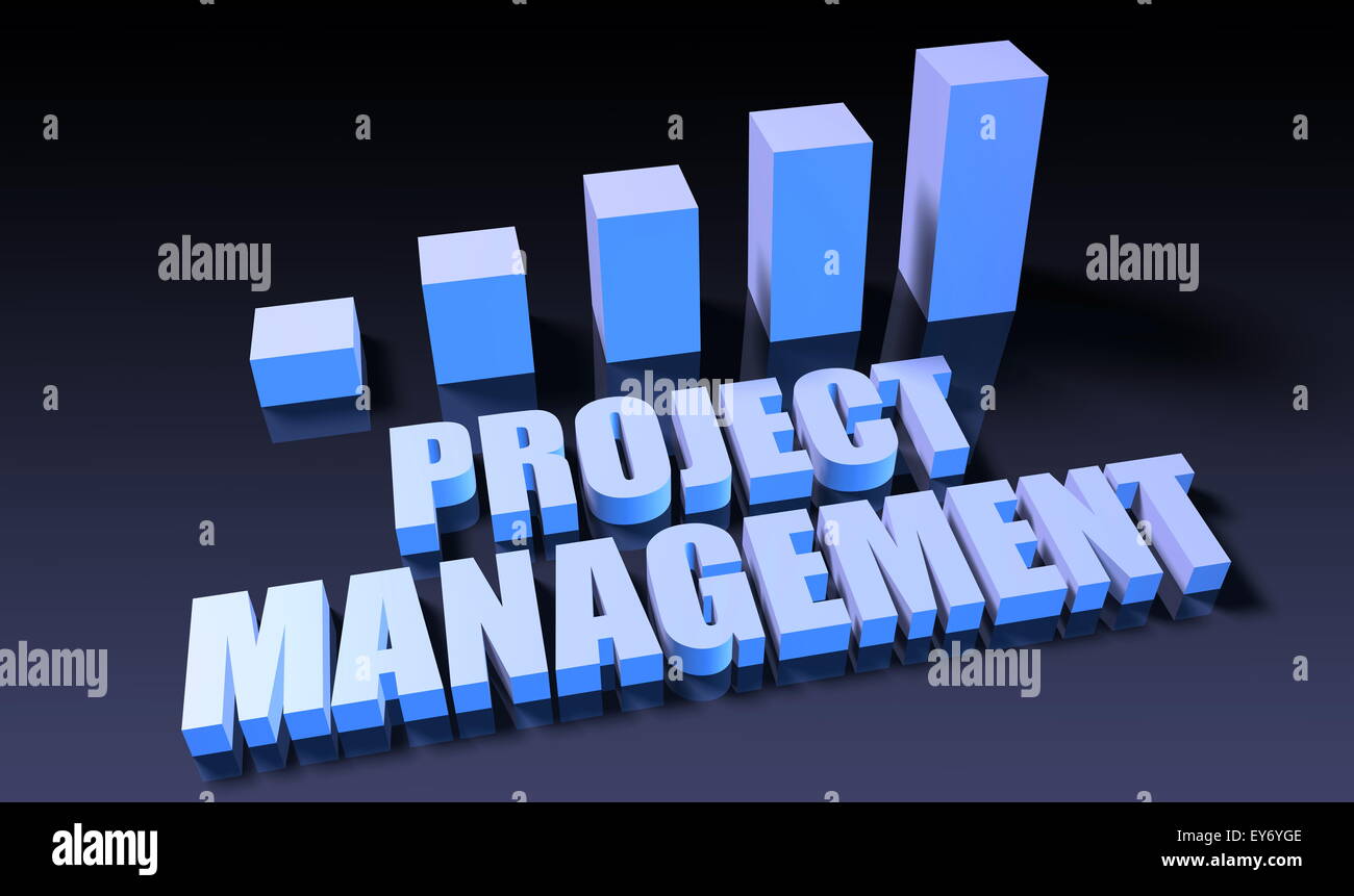 Project management graph chart in 3d on blue and black Stock Photo - Alamy