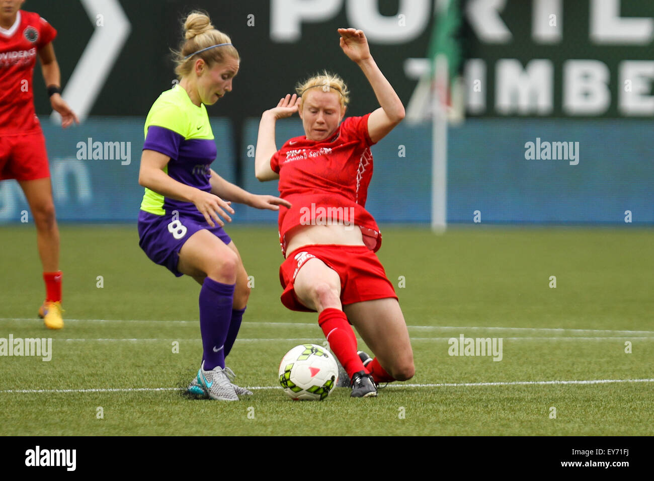 Portland, Oregon, USA. 22nd July, 2015. EMILY MENGES (2) goes in for ...
