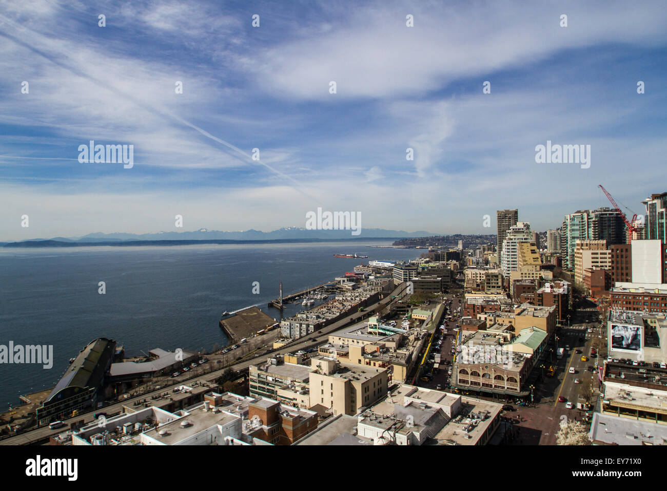 View of Downtown Seattle, looking down at Pike Place Market Stock Photo ...