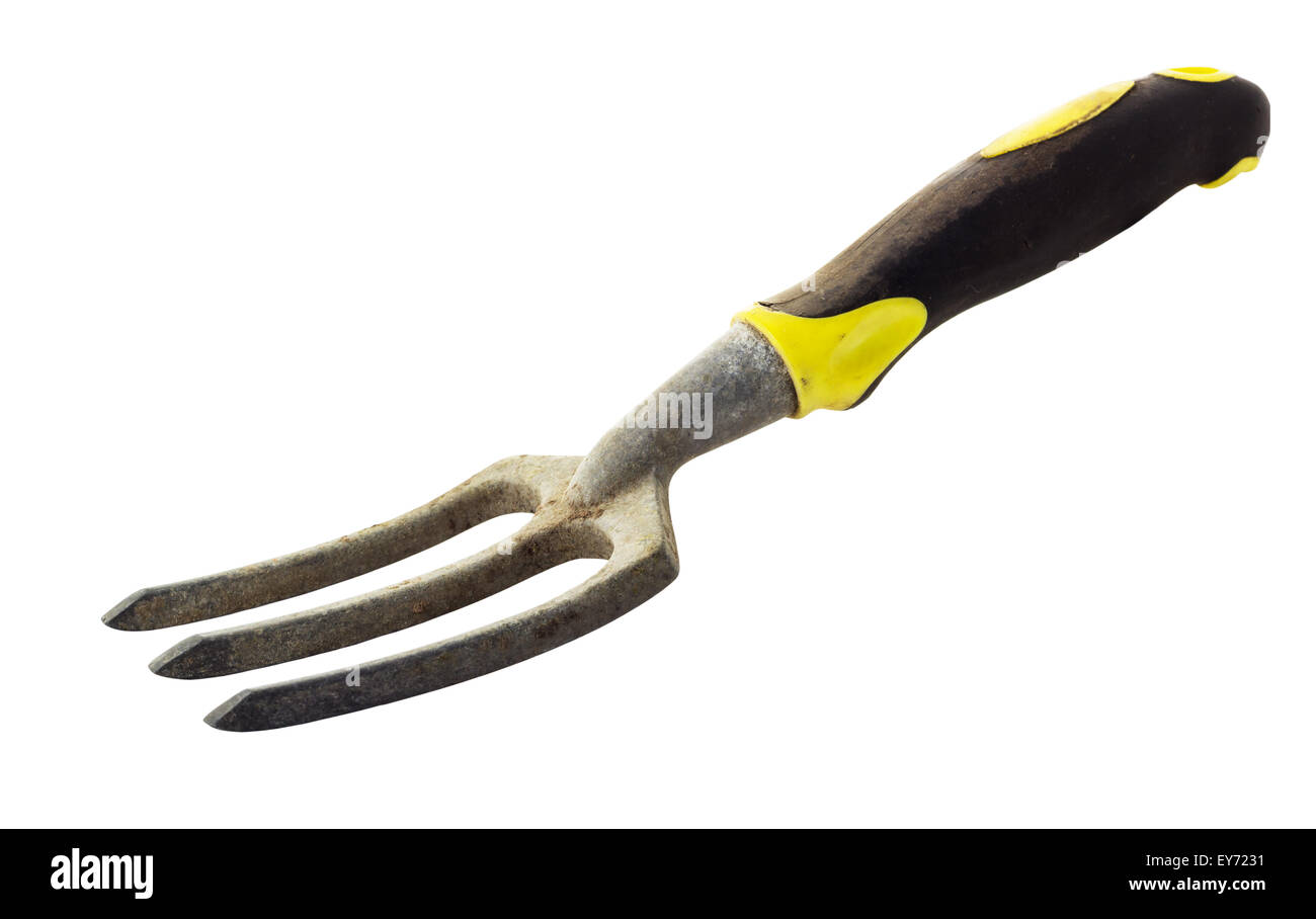 Garden weed fork isolated on white background and clipping path Stock ...