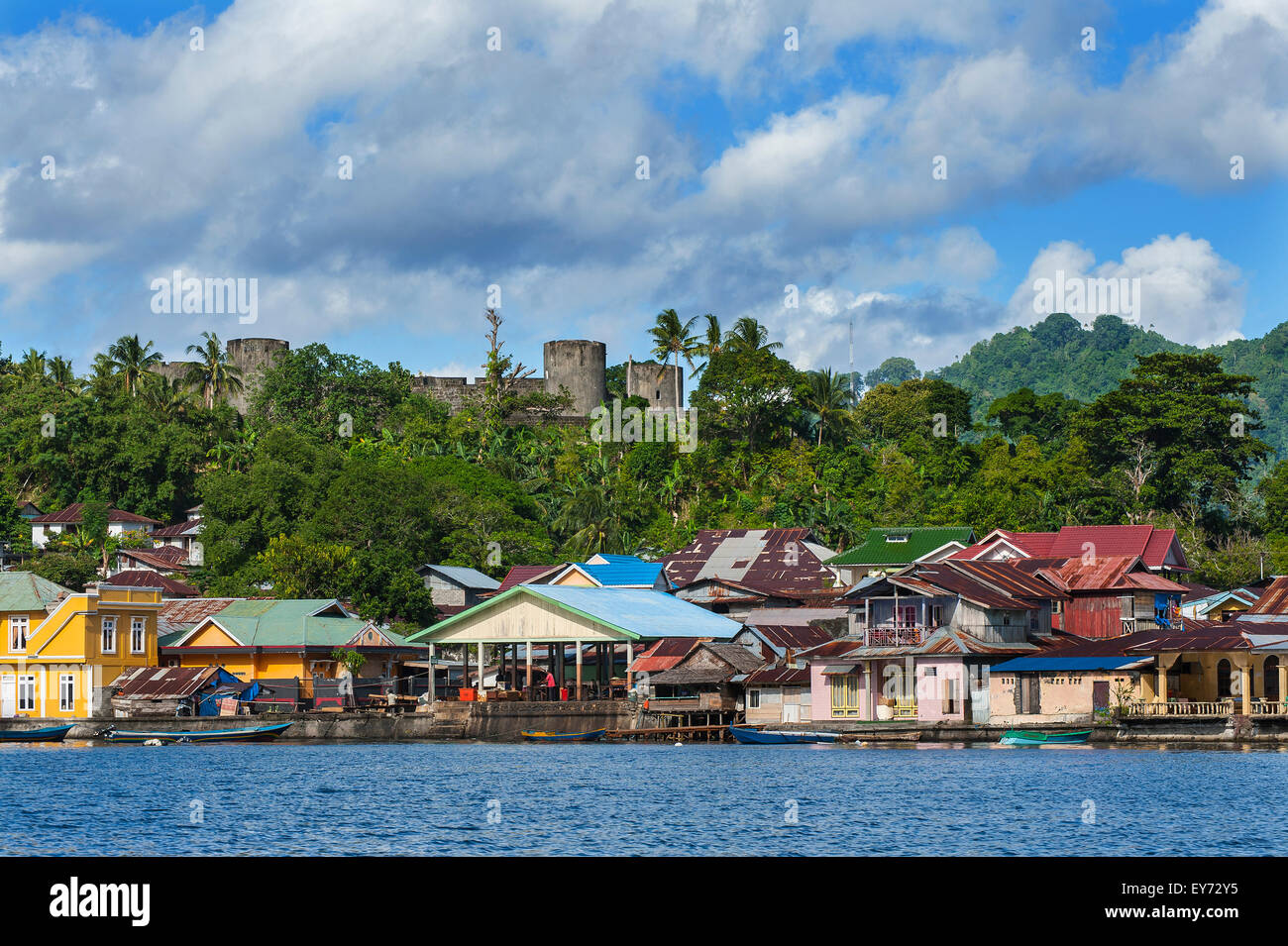 Banda Neira with Fort Belgica, Banda, Maluku Islands, Indonesia Stock ...