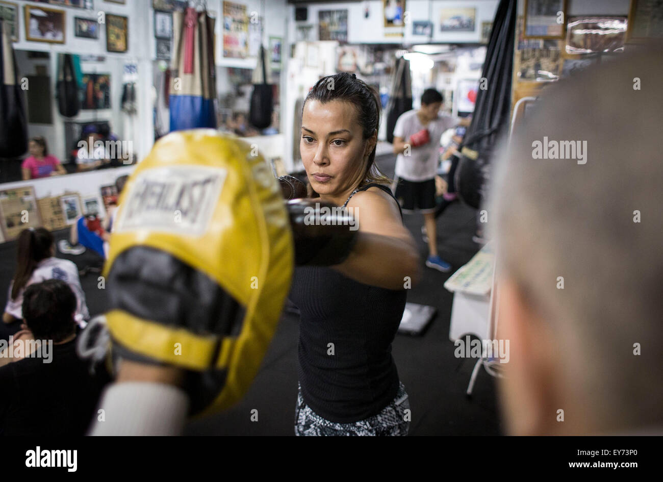 San Isidro, Argentina. 22nd July, 2015. A woman takes part in a ...