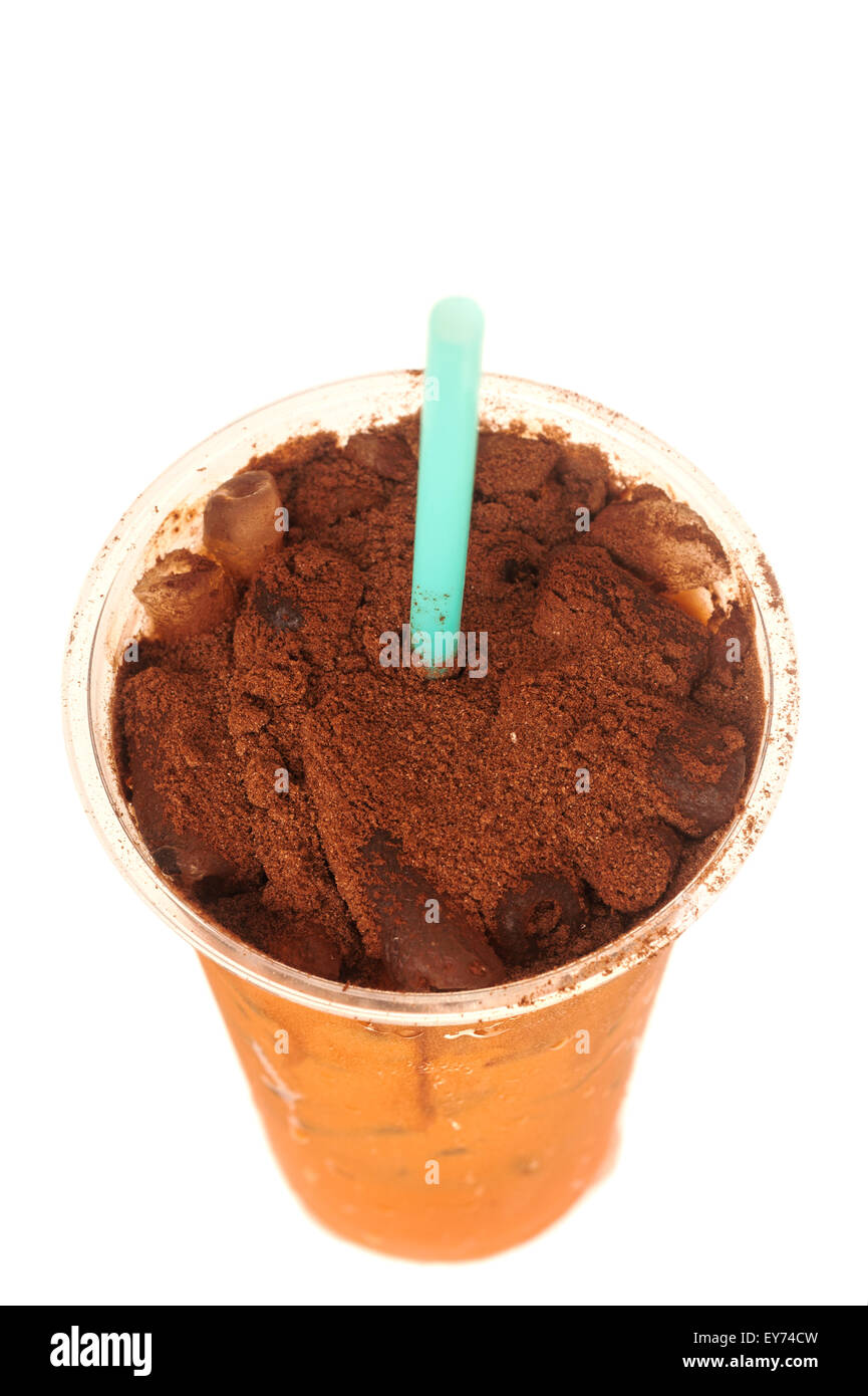 Ice milk tea volcano, famous drink isolated on white background Stock ...