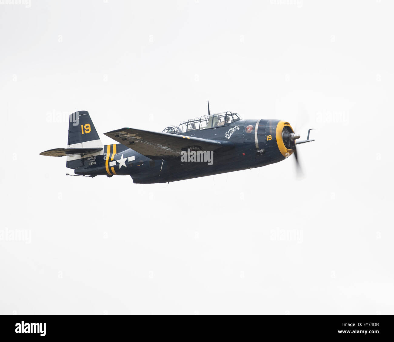 Preserved US Navy World War 2 Grumman Avenger Torpedo bomber flying at ...