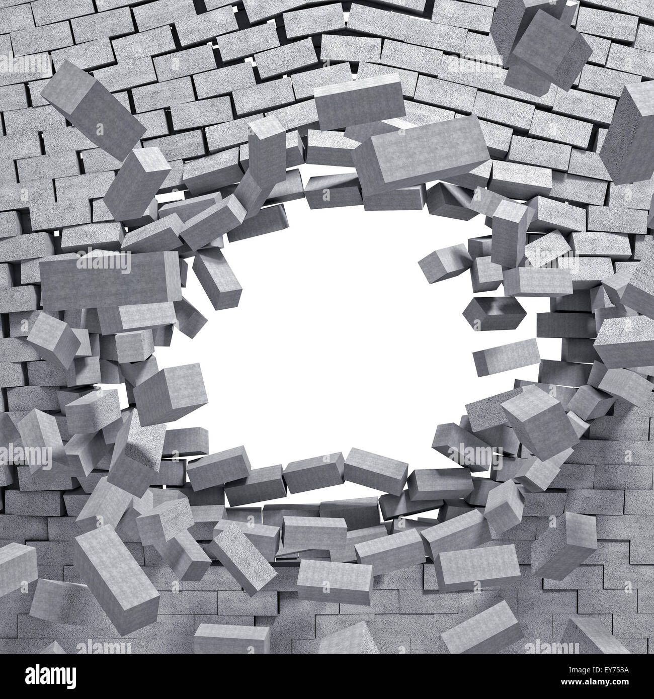 3d image breaking concrete wall hi-res stock photography and images - Alamy