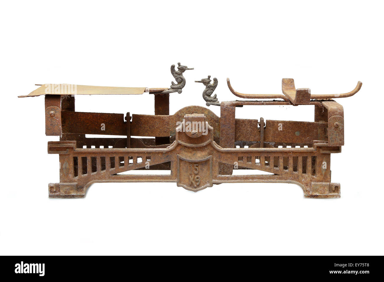 vintage rusted scales weights isolated on white background Stock Photo ...