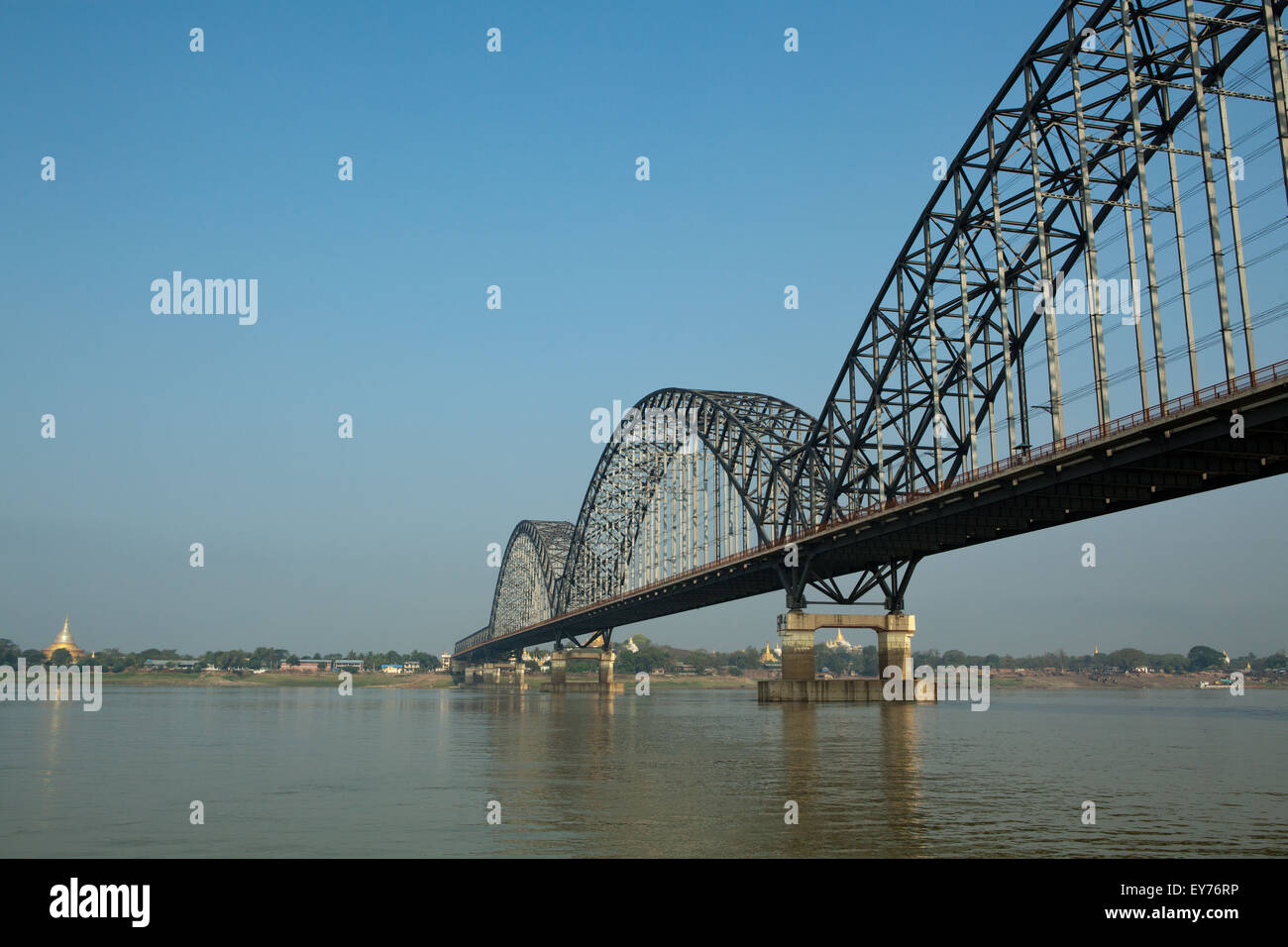 Ava Bridge spanning the Irrawaddy River- or Ayeyarwaddy - a river that ...