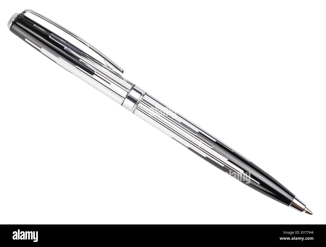 Silver pen isolated on a white background Stock Photo - Alamy
