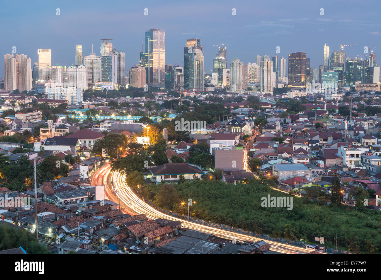 Jakarta, Indonesia capital city, is a mixed of modern buildings with ...