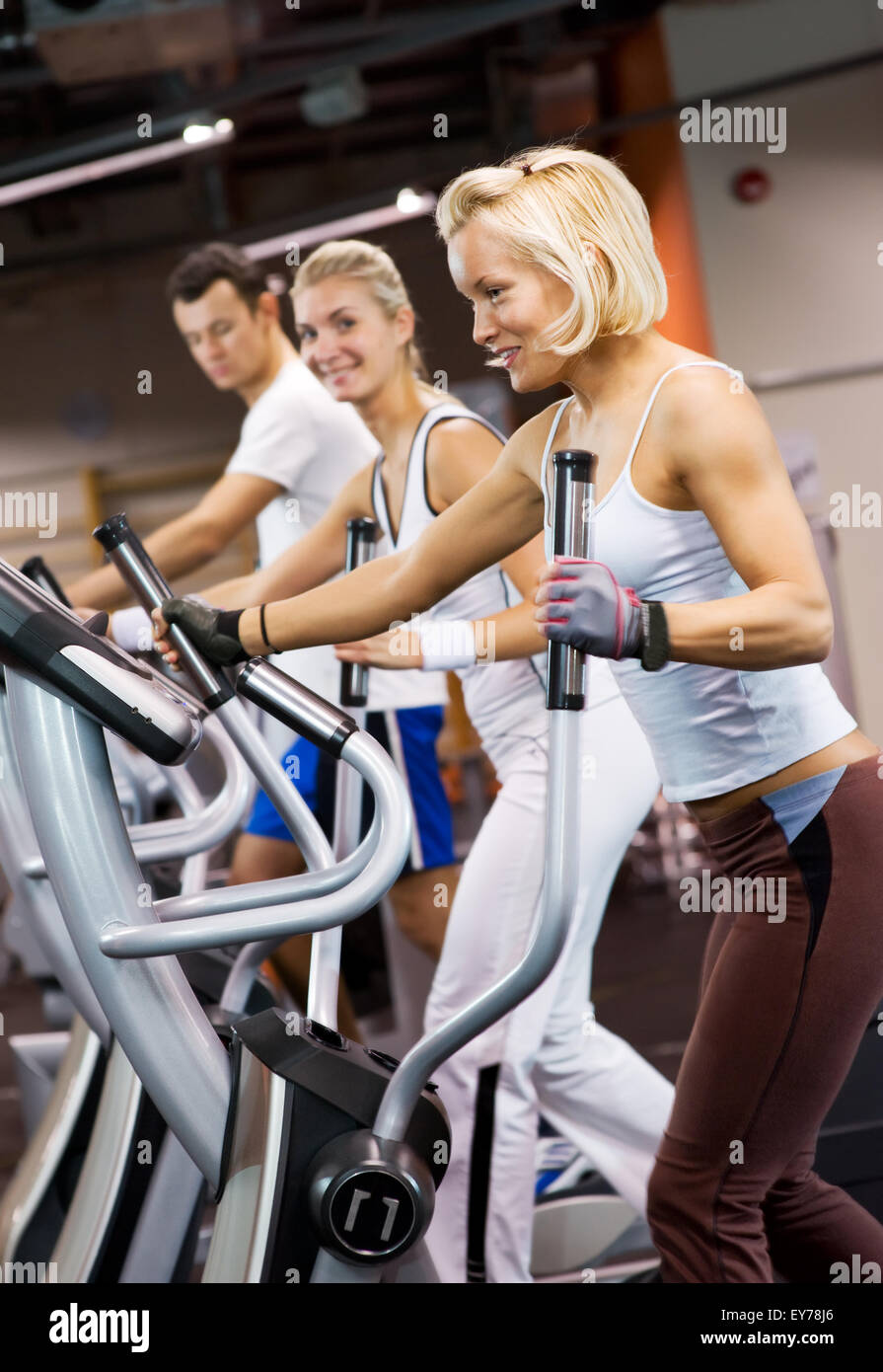 Group of people jogging in a gym Stock Photo - Alamy