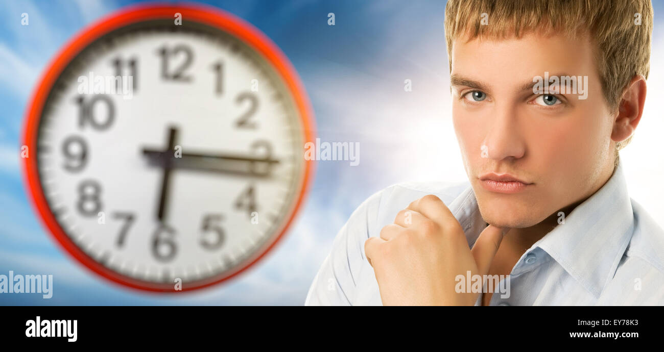 Business man face and clock Stock Photo - Alamy